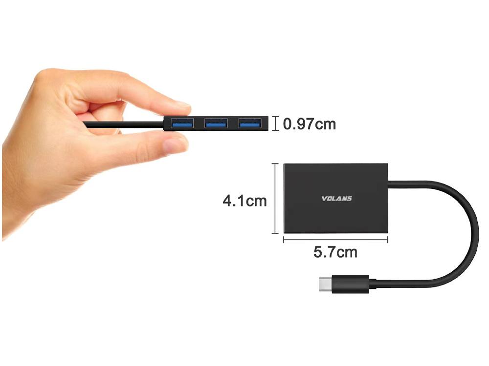 Volans VL-HB04S-C2 Aluminium USB-C (10Gbps) to 4-Port USB Hub | HDD ...
