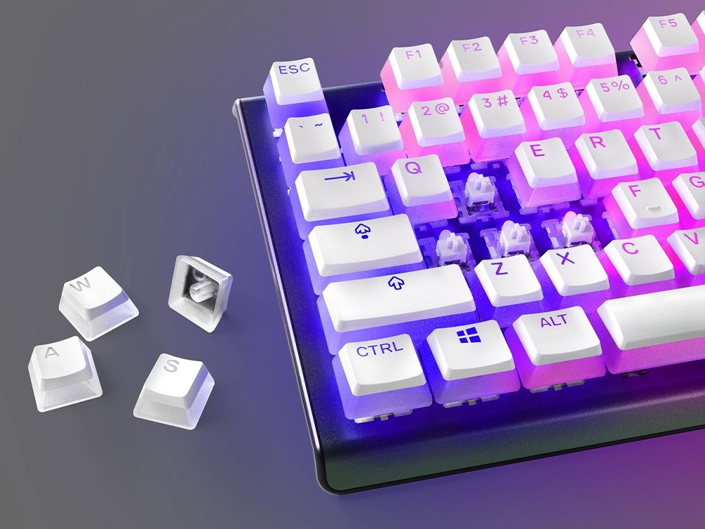 SteelSeries PrismCaps Universal Double Shot PBT Keycaps - White (60203 ...