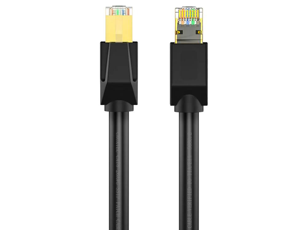 Cruxtec 30cm CAT8 40GbE SF/FTP Triple Shielding Ethernet Cable - Black ...