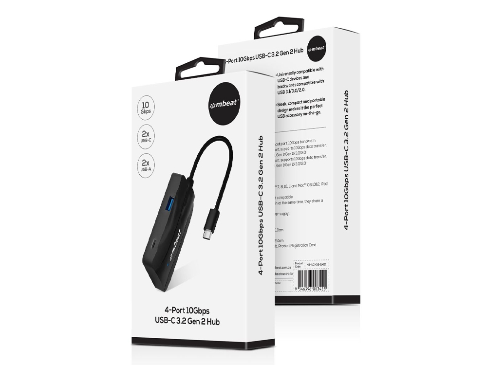 MBeat 4-Port 10Gbps USB-C 3.2 Gen 2 Hub (2A+2C) - HDD Docking Bays ...