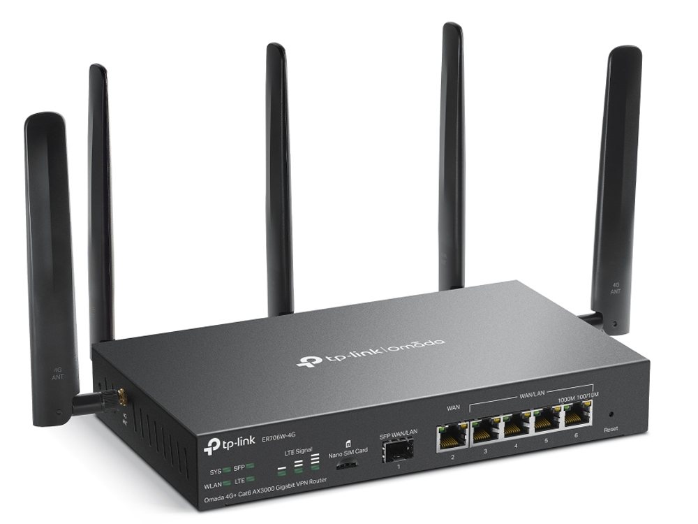 TP-Link ER706W-4G Omada 4G+ Cat6 AX3000 Gigabit VPN Router | Routers ...