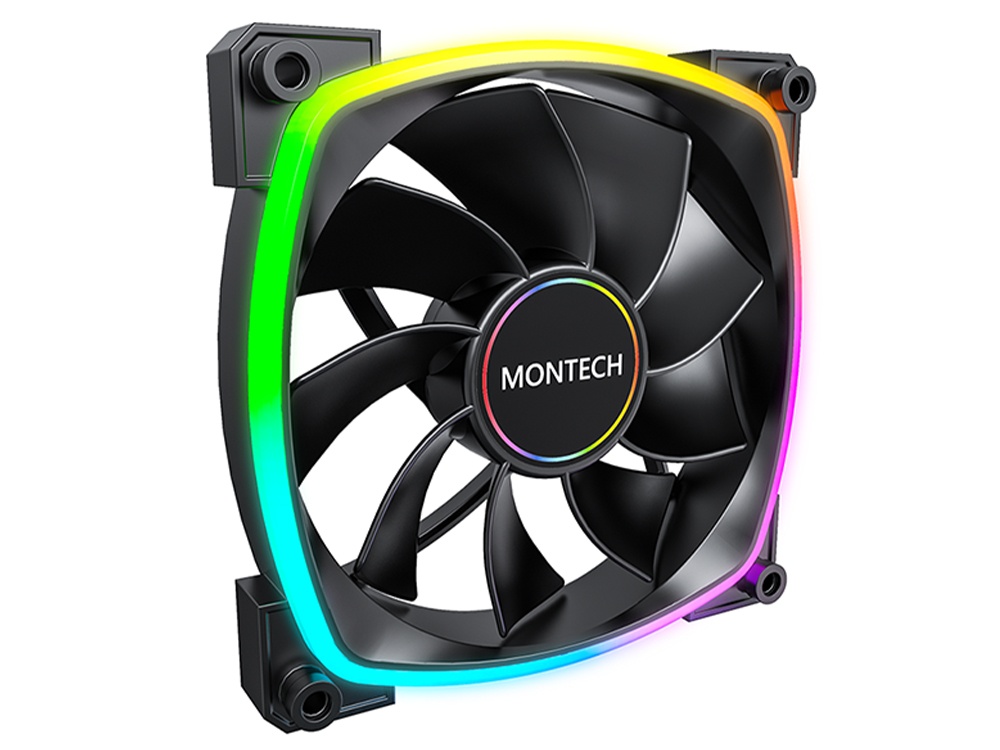Montech RX140 PWM 140mm Reverse ARGB Fan - Black | Case Fans & LED Lighting