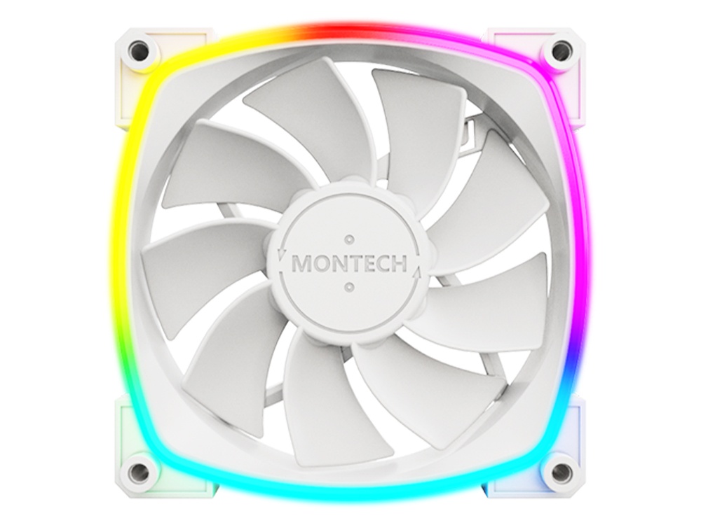 Montech RX120 PWM 120mm Reverse ARGB Fan - White | Case Fans & LED Lighting