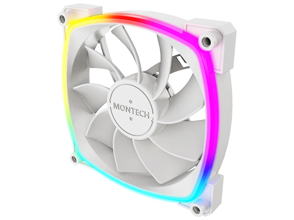 Montech RX120 PWM 120mm Reverse ARGB Fan - White | Case Fans & LED Lighting