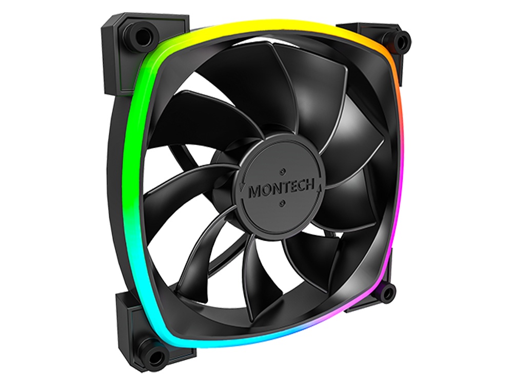 Montech RX120 PWM 120mm Reverse ARGB Fan - Black | Case Fans & LED Lighting