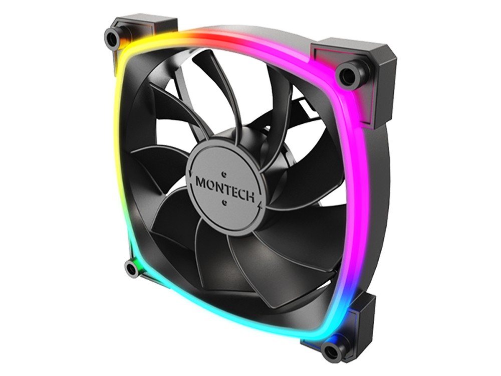Montech RX120 PWM 120mm Reverse ARGB Fan - Black | Case Fans & LED Lighting