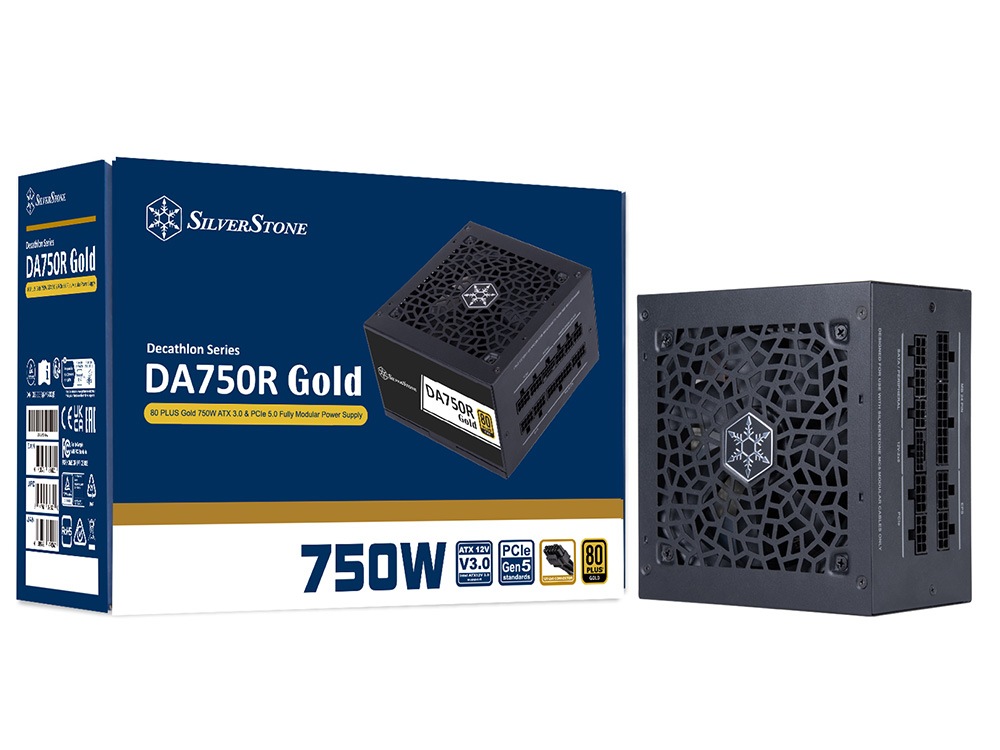 SilverStone DA750R Gold 750W 80+ Gold ATX 3.0 PCIe 5.0 Fully Modular ...