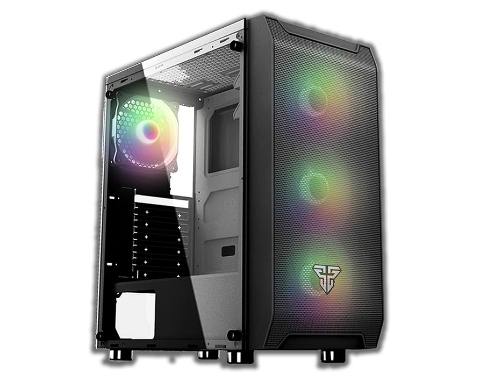 Fantech Aero CG80 Tempered Glass Mid-Tower Case - Black with 4 x RGB ...