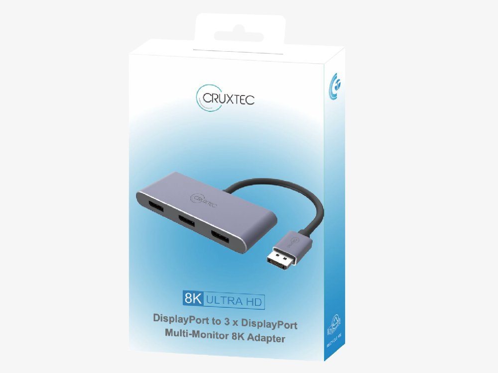 Cruxtec DisplayPort to 3 x DisplayPort Multi-Monitor 8K Adapter [DT3D ...