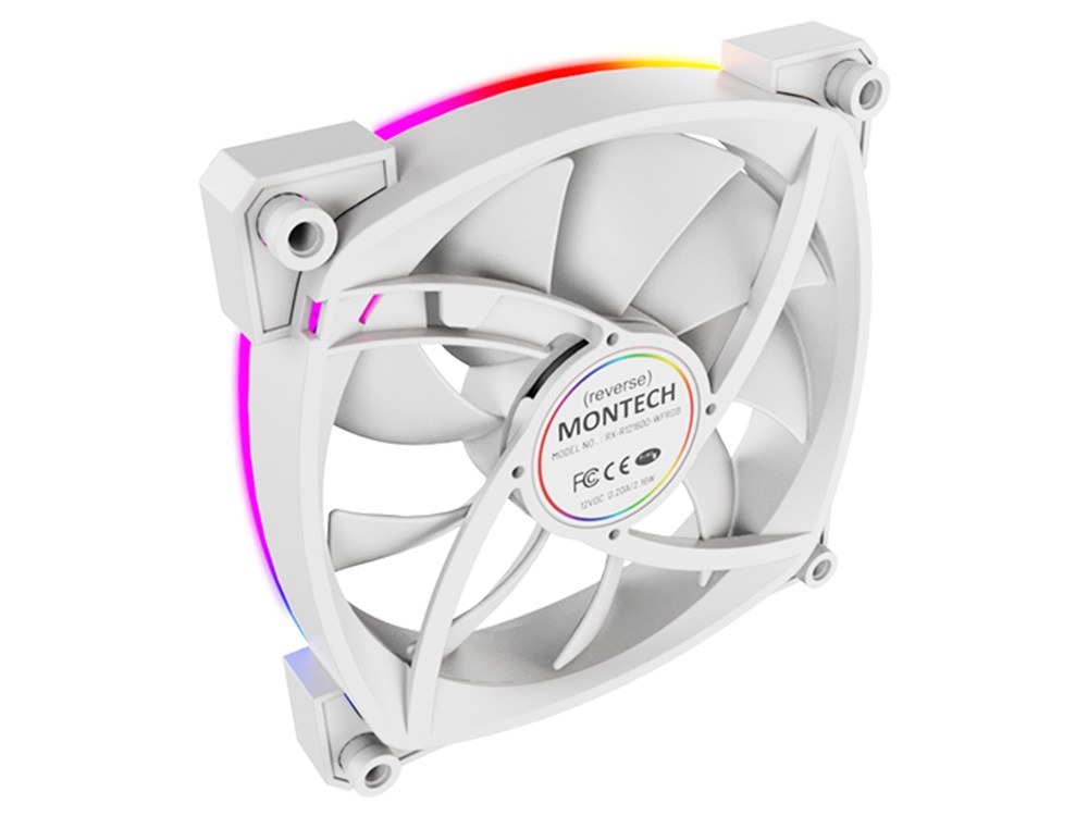 Montech RX120 PWM 120mm ARGB Reverse Fan - White (3-Pack) [RX120 3 in 1 W]