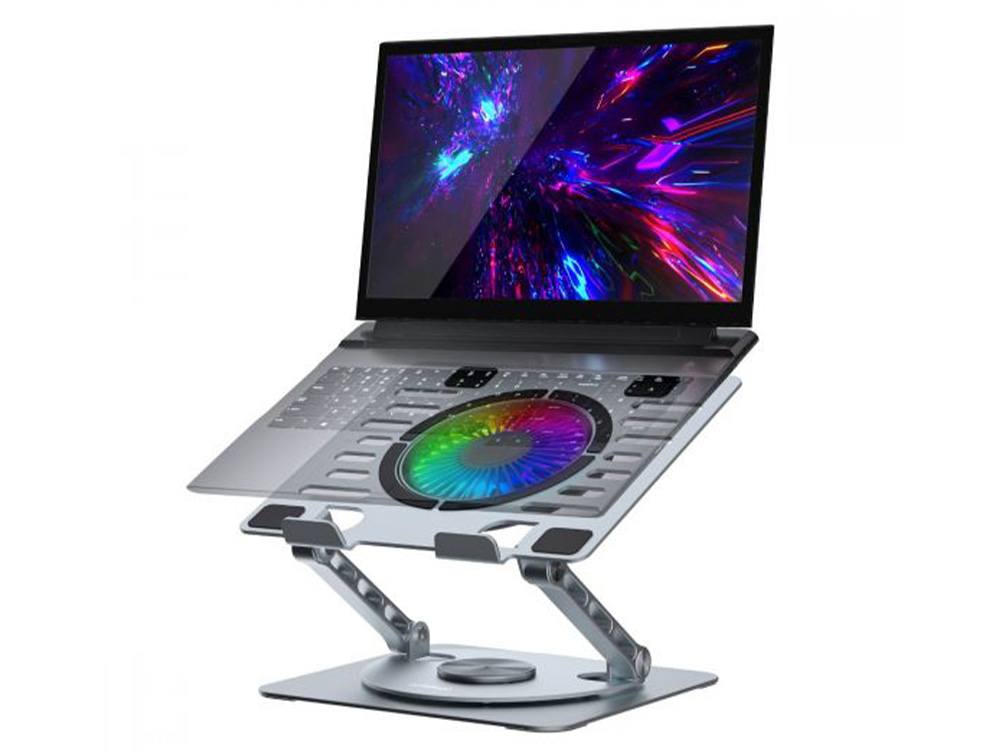 MBeat Stage S8 Rotating Laptop Stand with RGB Cooling Fan and USB Ports ...