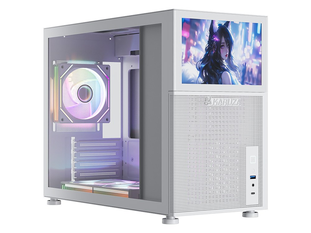 Karuza STC-WJ004-LG Mini Tower Gaming Case with LCD - White [STC-WJ004 ...