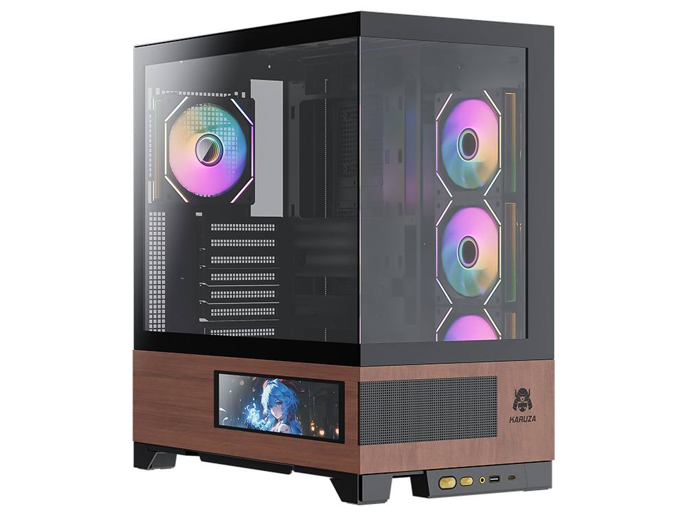 Karuza AGM Tempered Glass LCD Screen Mid-Tower ATX Case - Black [STC ...