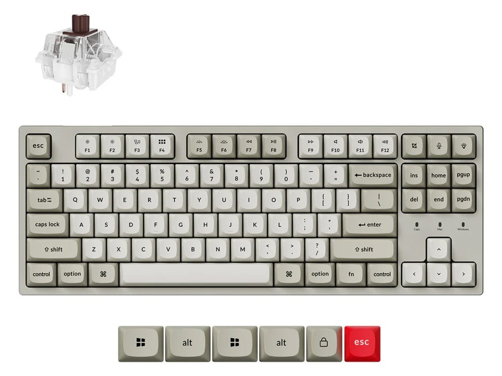 Keychron C1 Pro 8K QMK Wired RGB Super Brown Switch Mechanical Keyboard ...