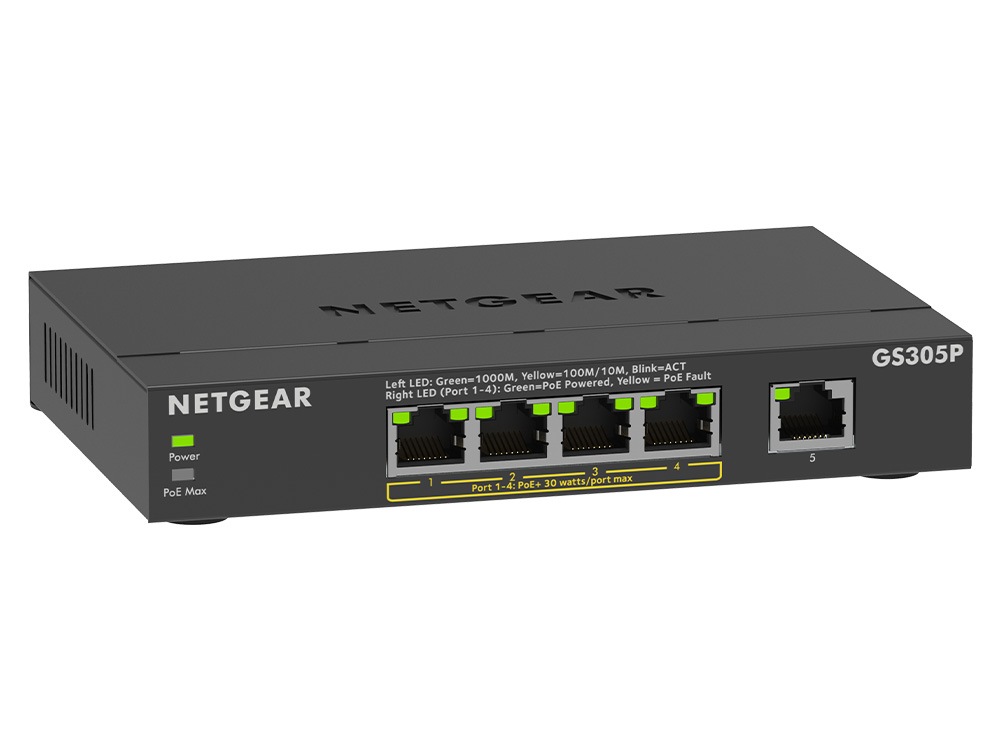 Netgear GS305Pv3 5-Port Gigabit Ethernet Unmanaged PoE+ Essentials ...