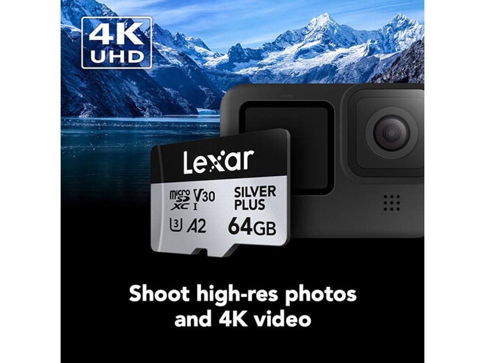 Lexar Professional Silver Plus 64GB microSDXC UHS-I Card [LMSSIPL064G ...