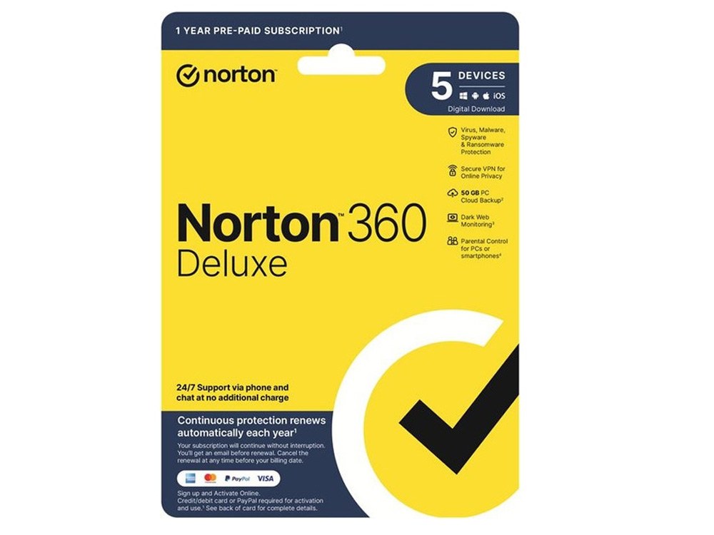Norton 360 Deluxe 50GB (1 User, 5 Devices 12 Months) - Physical [21441488]